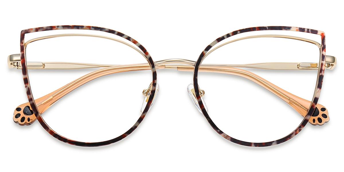 Women Glasses Large Judy116 | Tortoise Gold Metal Cat Eye Frame | Firmoo UK