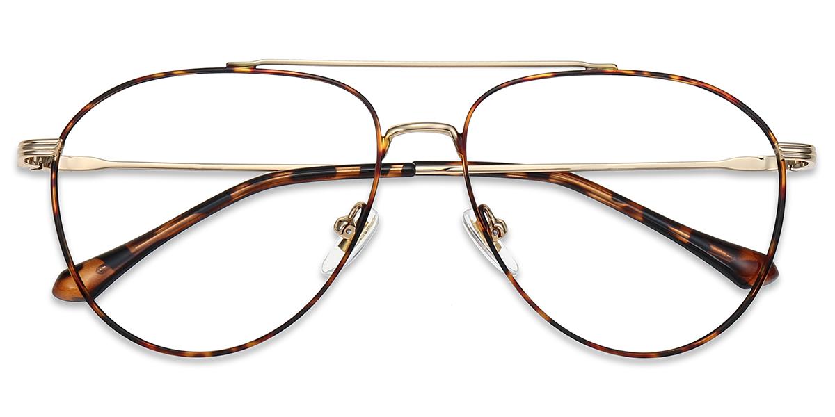 Men Glasses Large Vicky21121 | Tortoise Gold Metal Aviator Frame ...