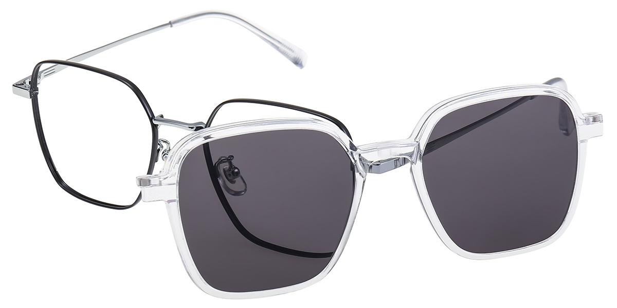 Lunettes de vue Femmes M13251 | Noir,Argent Métal Grande Carré lunettes ...