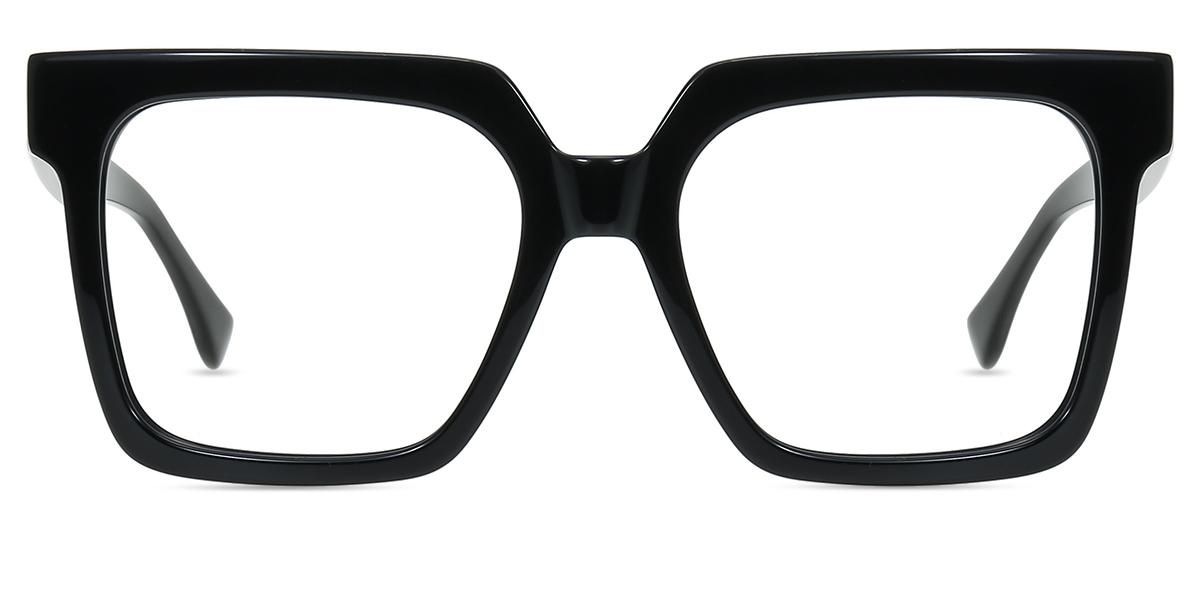 Unisex Glasses Large Cathy001 | Black Acetate Square Frame | Firmoo UK