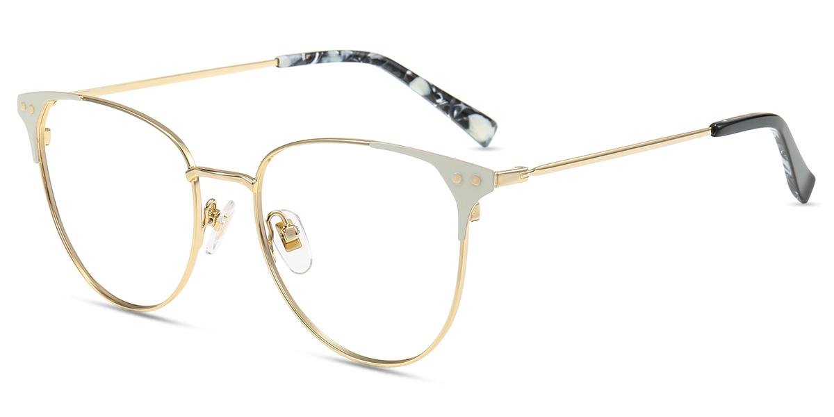 Women Glasses Large Judy119 | Gold White Metal Horn-rimmed Frame ...