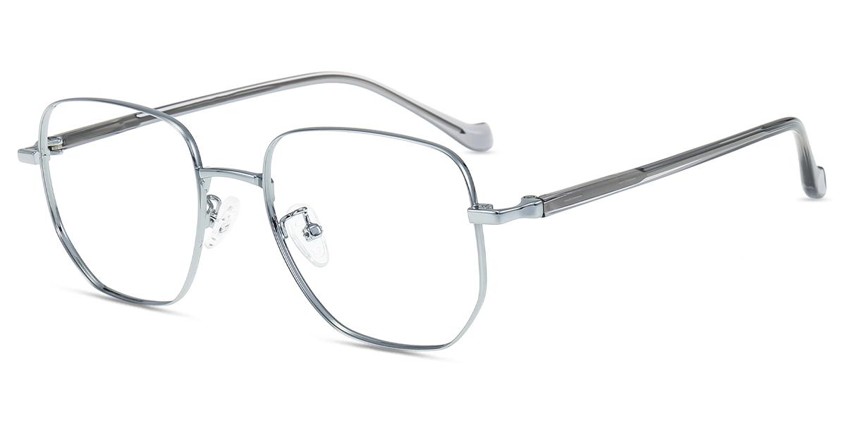 Lunettes de vue Unisexe M55820 | Argent Métal Moyen Polygone lunettes ...