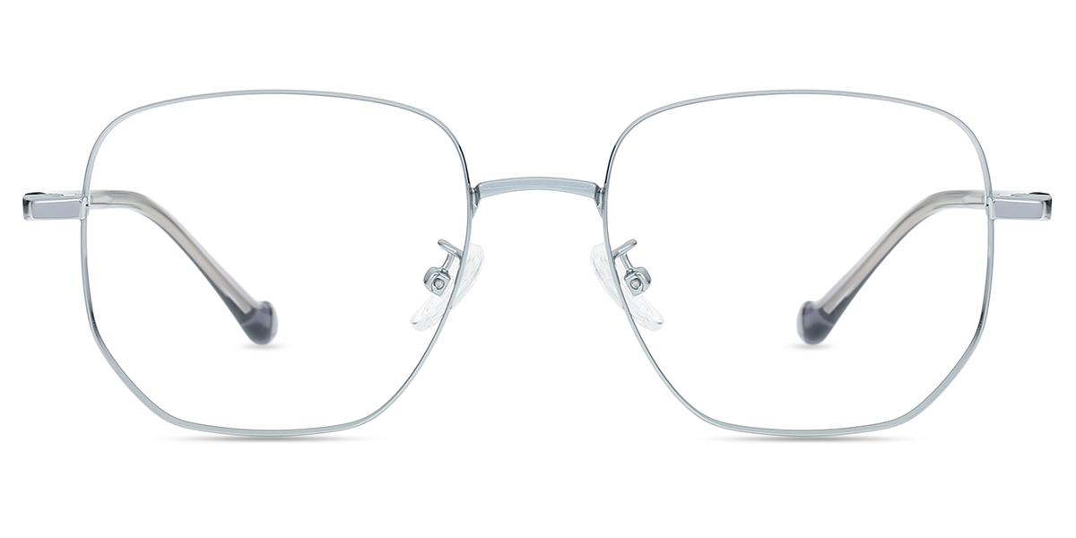 Lunettes de vue Unisexe M55820 | Argent Métal Moyen Polygone lunettes ...