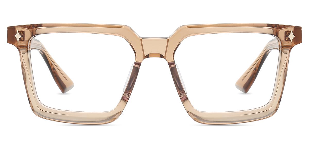 Unisex Glasses Medium AC04757 | Clear Brown Acetate Square Frame ...
