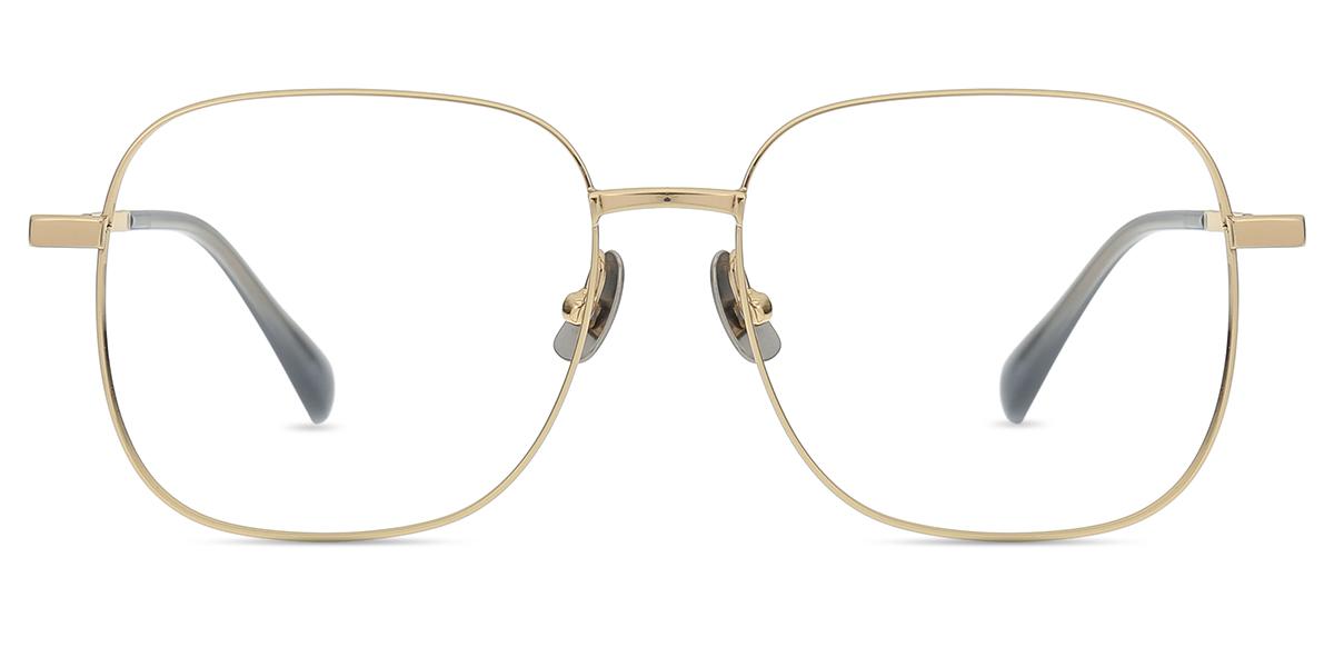 Lunettes de vue Unisexe T21796 | Or Titane Moyen Carré lunettes | Firmoo FR