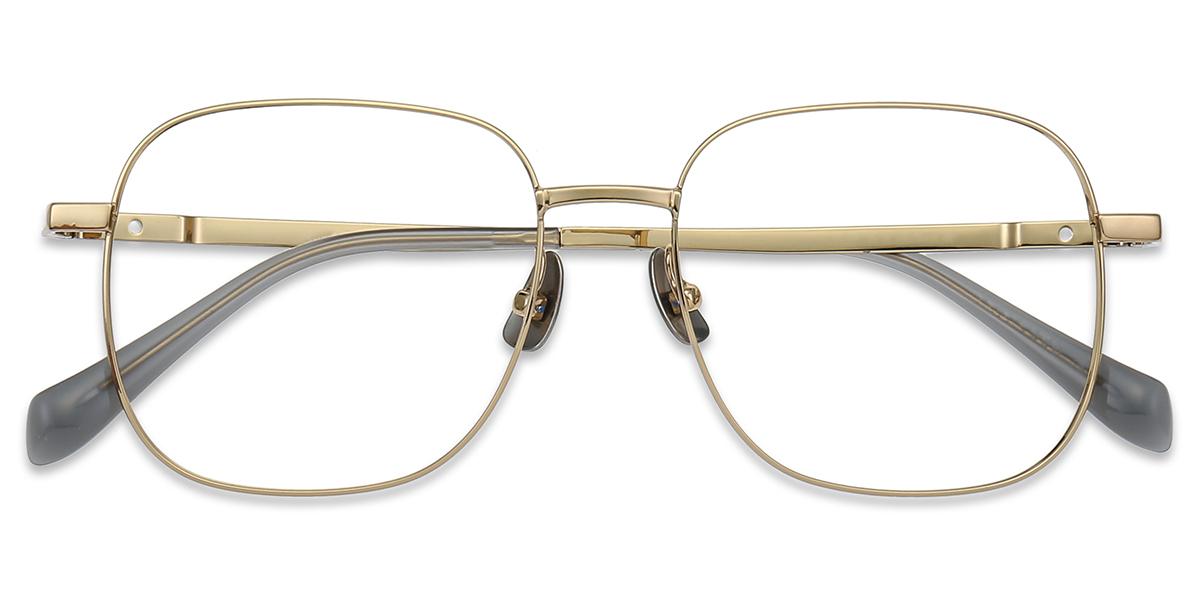 Lunettes de vue Unisexe T21796 | Or Titane Moyen Carré lunettes | Firmoo FR
