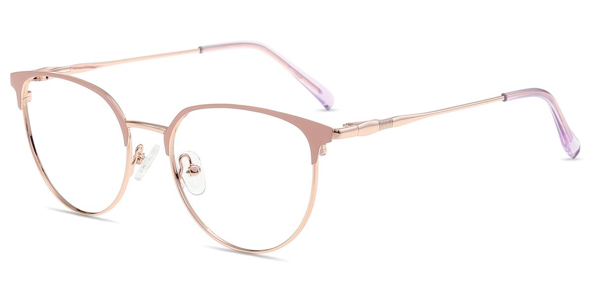 Lunettes de vue Femmes M09196 | Noir,Or Rose Métal Petit Browline ...