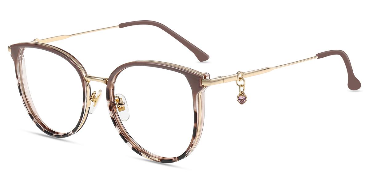 Women Glasses Large Judy135 | Brown Pattern Metal Tr Horn-rimmed Frame ...