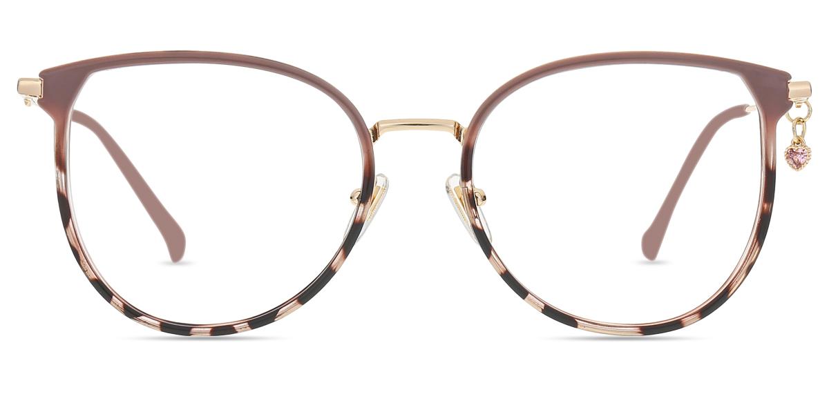 Damen Brillen Judy135 | Braun,Muster Metall ,Tr Groß Hornumrandet ...