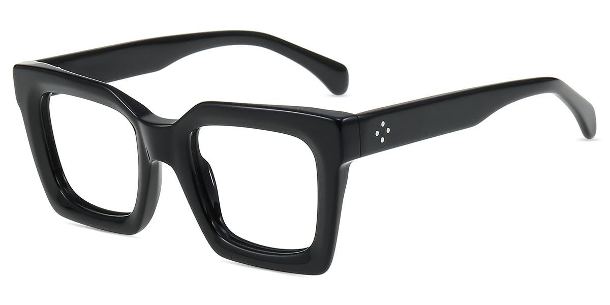 Unisex Glasses Medium AC18168 | Black Acetate Square Frame | Firmoo UK