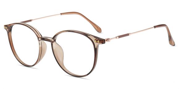Women Glasses Large TM86830 | Clear Brown Tr Metal Round Frame | Firmoo UK