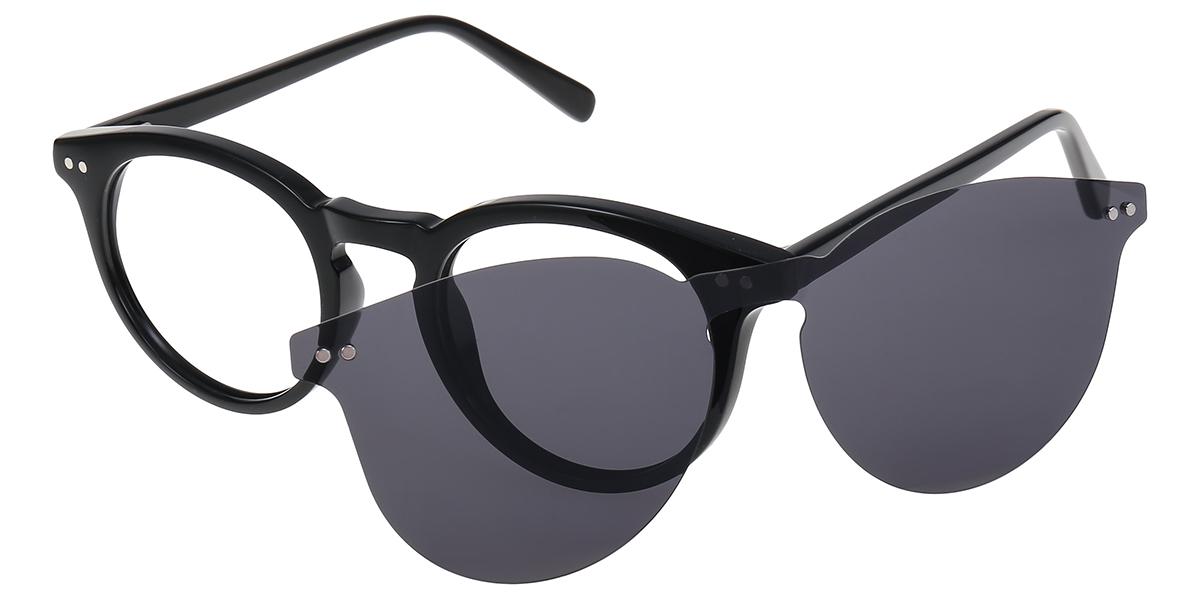 Lunettes de vue Unisexe AC18602 | Noir Acétate Petit Rond lunettes ...