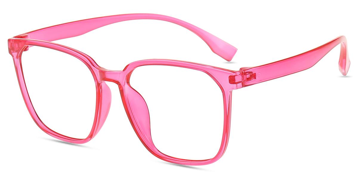 Women Glasses Large Judy147 | Bright Pink Clear Tr Square Frame | Firmoo UK