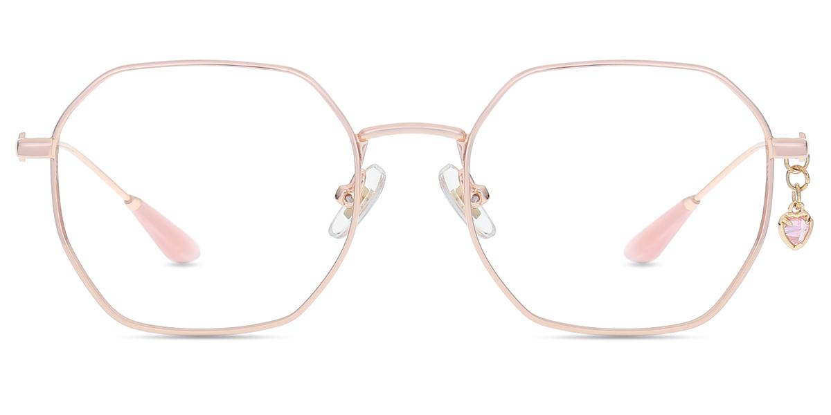 Lunettes de vue Femmes Vicky003 | Or Rose Métal Petit Polygone lunettes ...