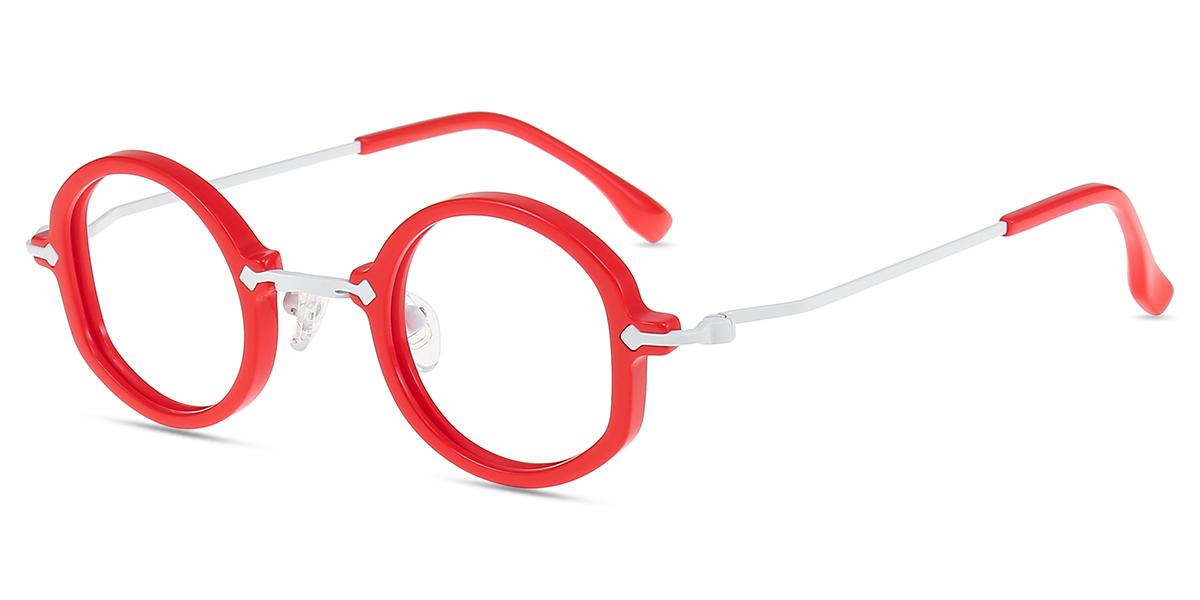 Unisex Glasses Small MP40813 | Red White Metal Acetate Round Frame ...
