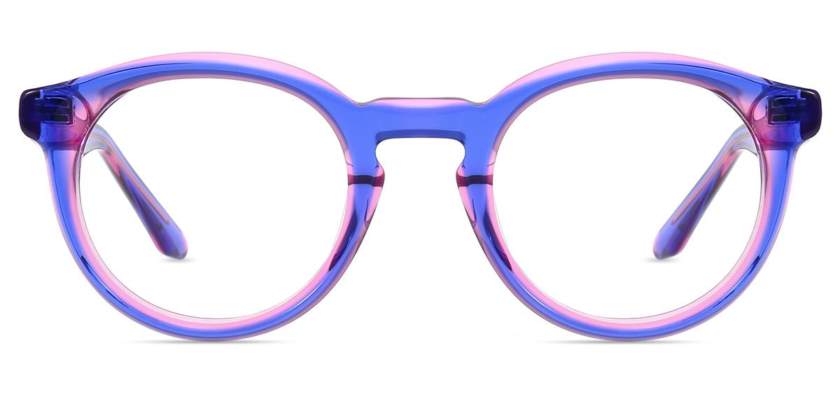 Women Glasses Small AC72482 | Clear Blue Pink Acetate Round Frame ...