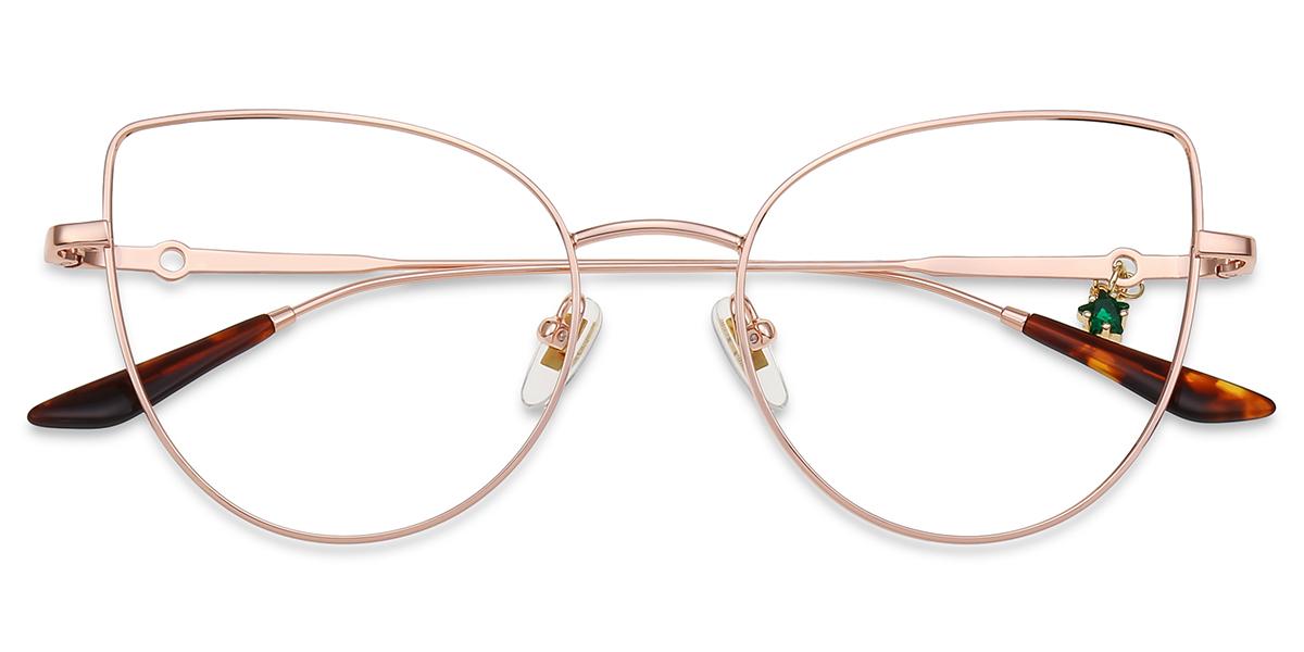 Occhiali da vista Donna April007 | Occhiali Cat eye Oro Rosa in Metallo ...