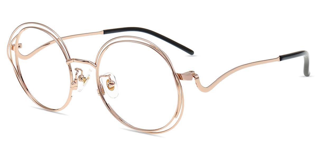 Lunettes de vue Femmes M47651 | Noir,Or Métal Petit Rond lunettes ...