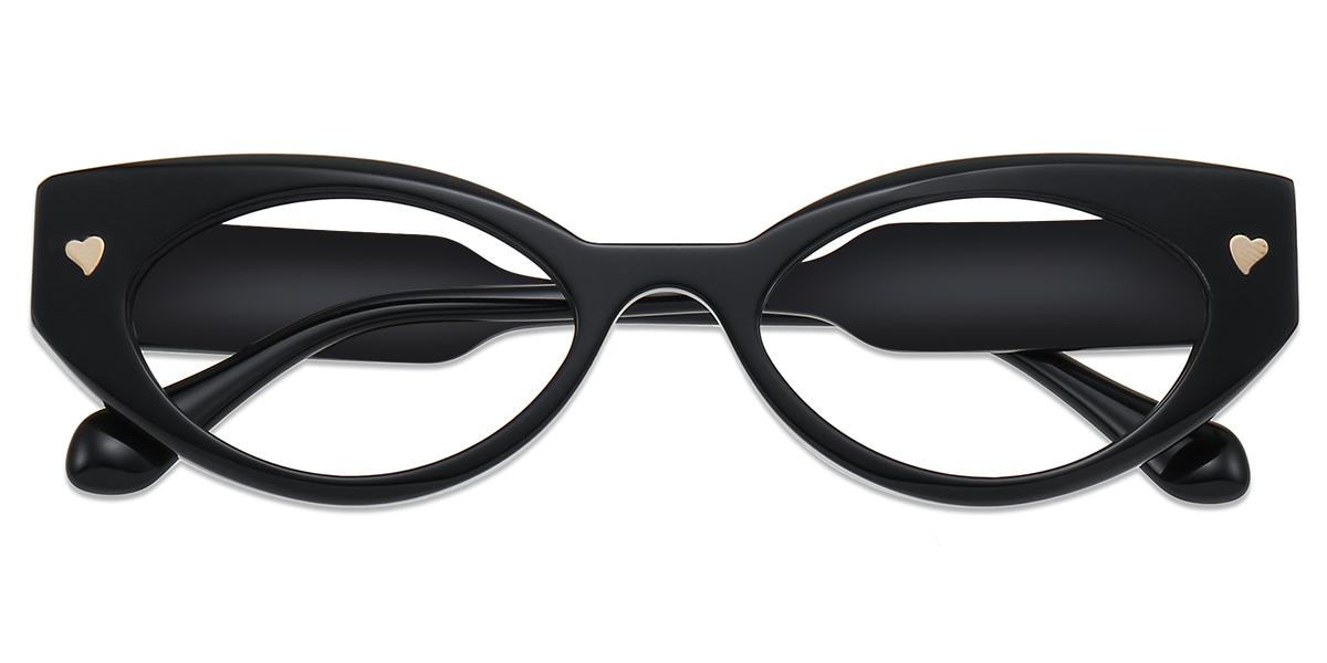 Women Glasses Medium Ac74609 Black Acetate Cat Eye Frame Firmoo Uk