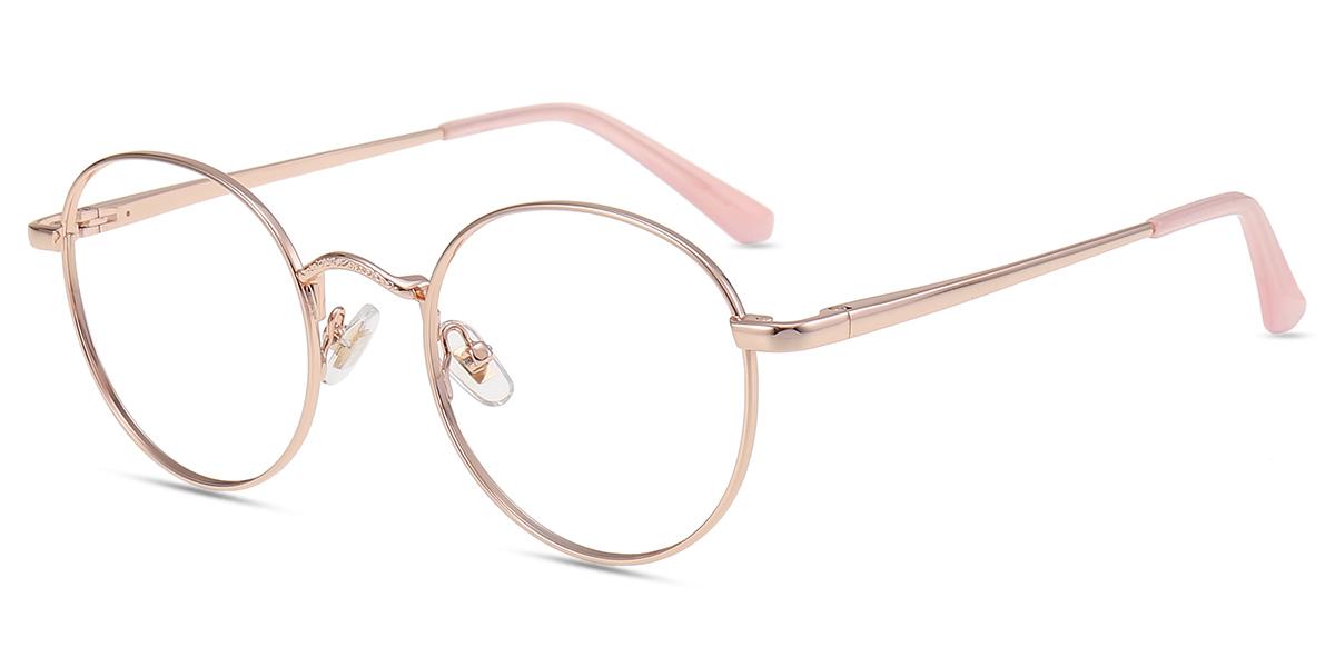 Unisex Glasses Medium V21120 | Rose Gold Metal Round Frame | Firmoo UK