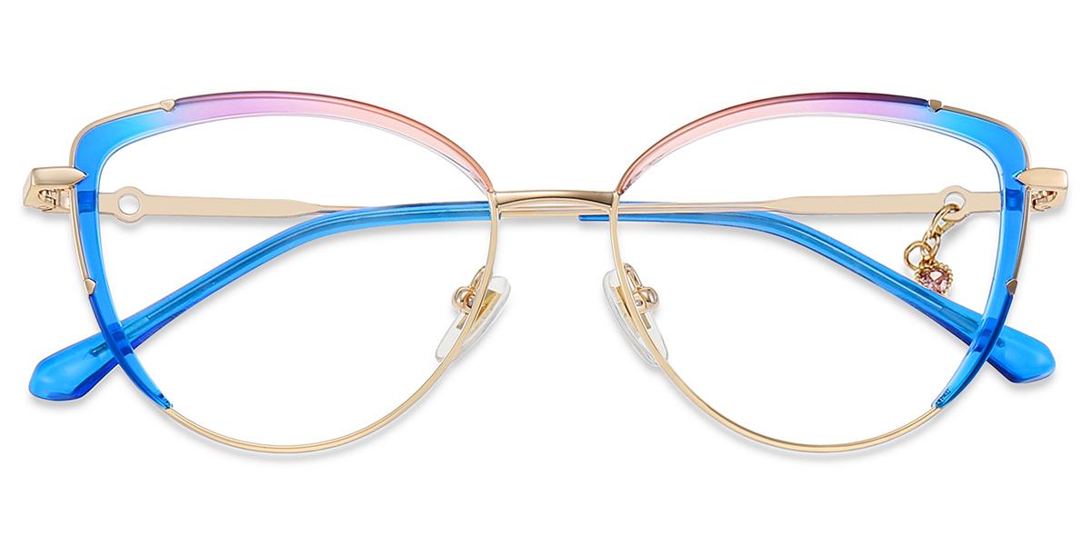 Lunettes de vue Femmes Fiona87068 | Or,Bleu,Rose Métal ,Tr Moyen Œil de ...