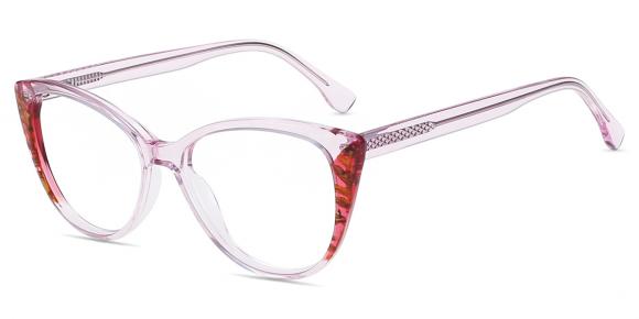 Lunettes de vue Femmes AC47607 | Clair,Rose Acétate Moyen Œil de chat ...